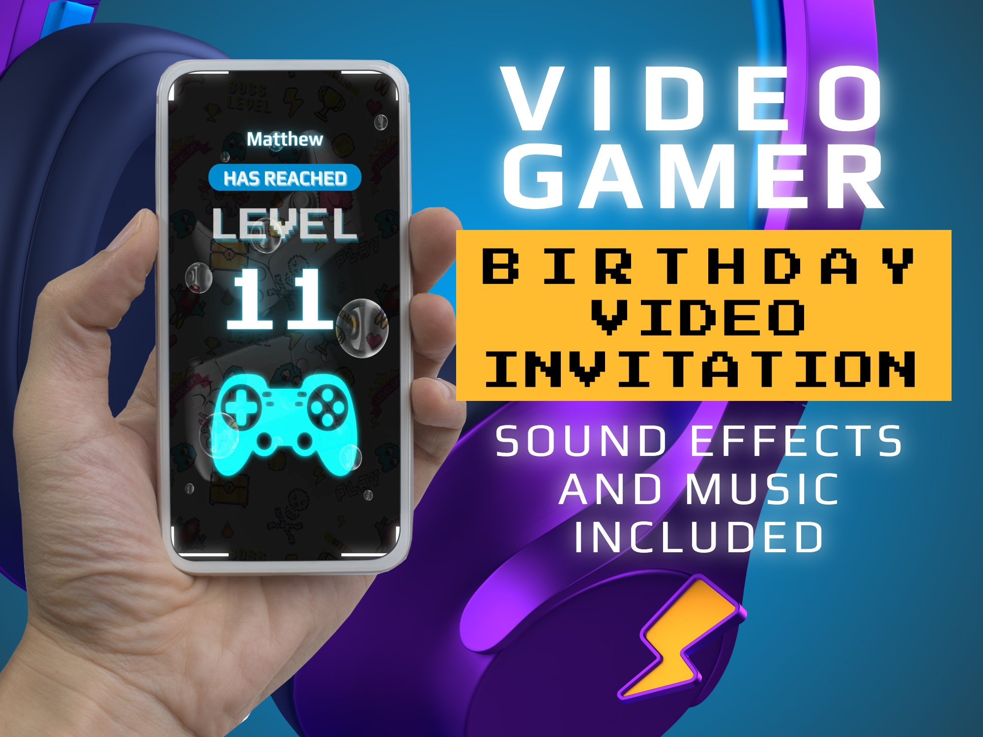 Video Game Birthday Invitation | Original Gamer Design - Etsy