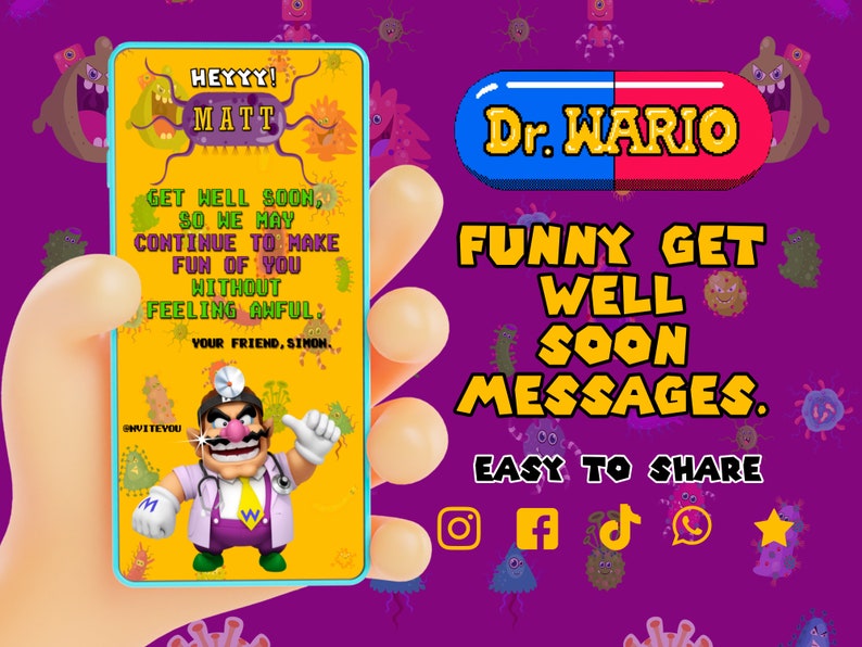 Funny Get Well Soon Messages, Wishes and Quotes - Dr Wario - Etsy