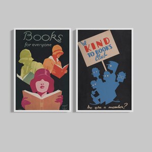 Reading Wall Art, Vintage Posters, Home Library Art Prints, Vintage ...