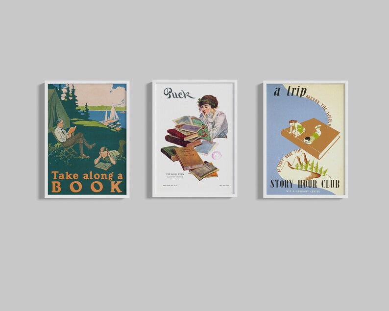 Book Posters Mid Century Mod, Vintage Book Posters, Bookish Aesthetic ...