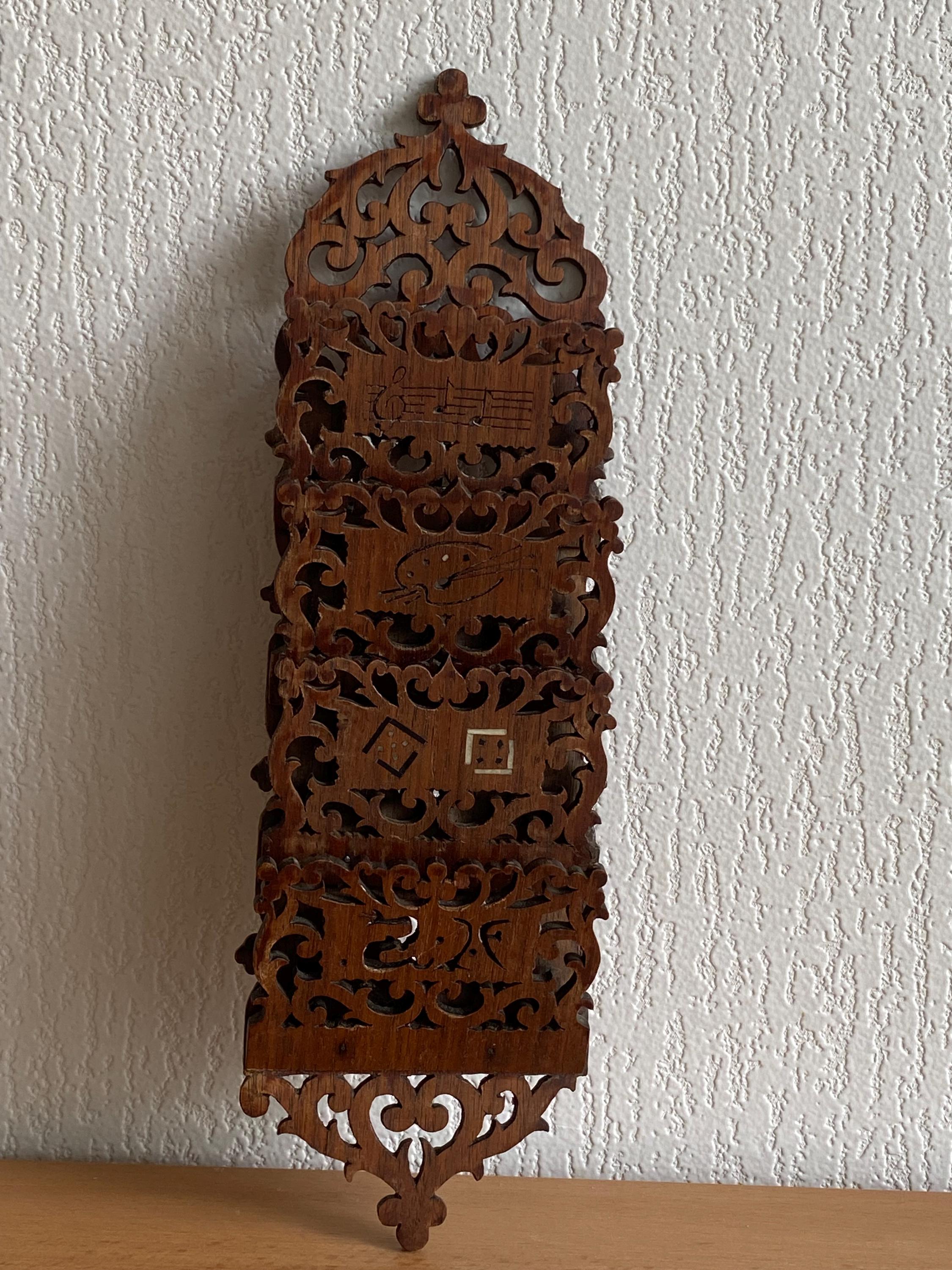 Antique Hand-carved Wooden Card & Letter Holder Ornate Victorian-style ...