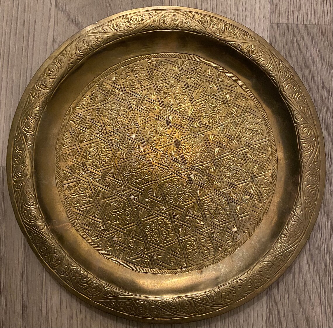 Vintage Islamic Middle East Hand Chased Brass Tray Platter - Etsy