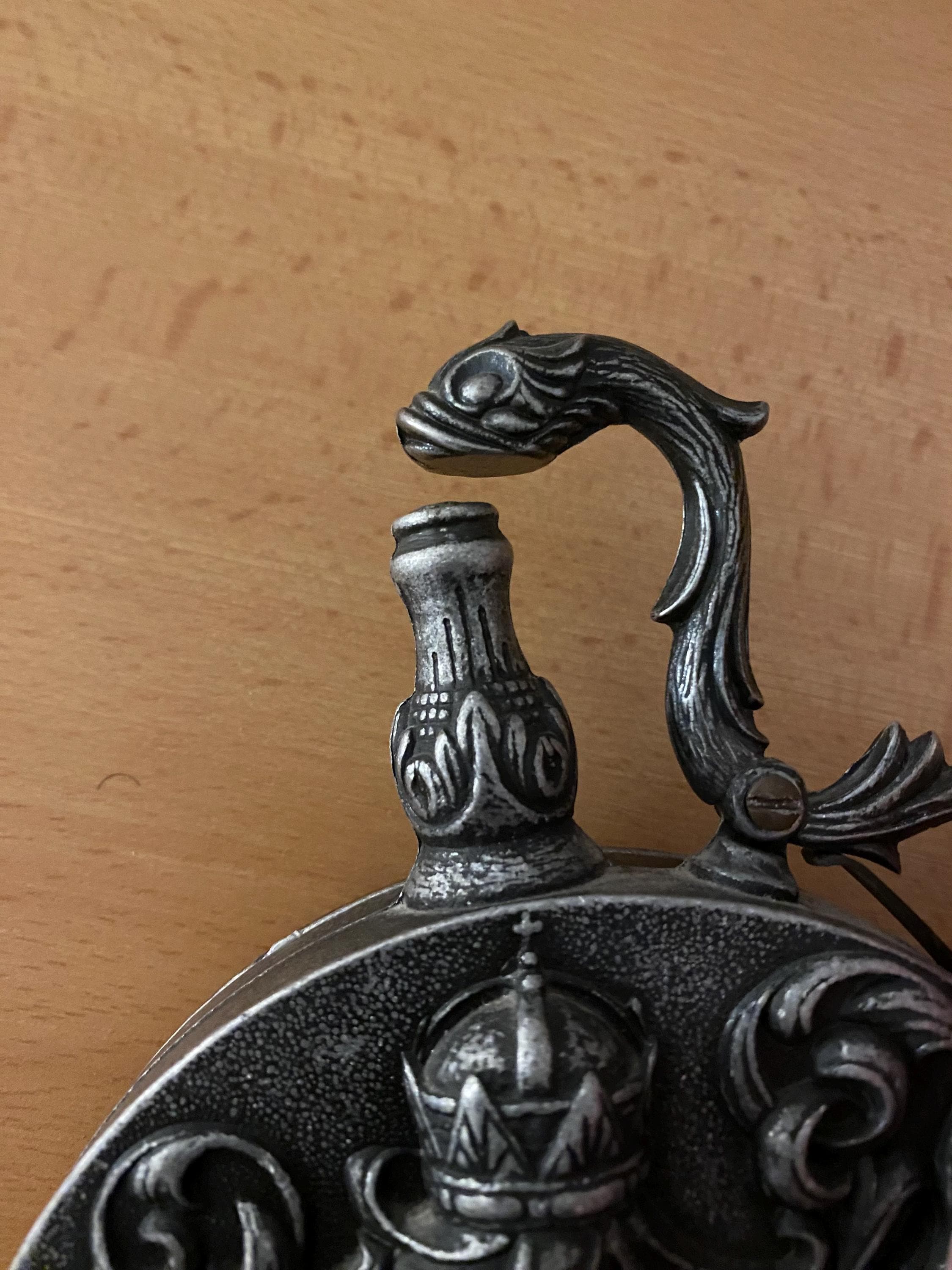 Vintage Medieval Gunpowder Flask – Heraldic Knight & Eagle Motifs ...