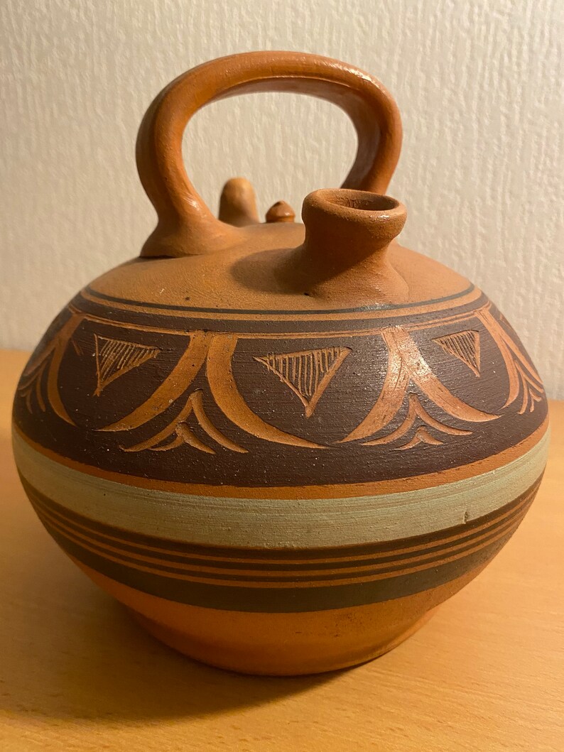 Vintage Spanish Botijo Pottery Water Jug Pitcher Evaporative Unglazed ...