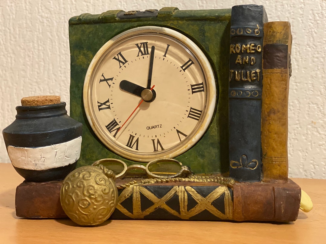 Vintage Shakespeare Bookends - Clock Style Design - Etsy