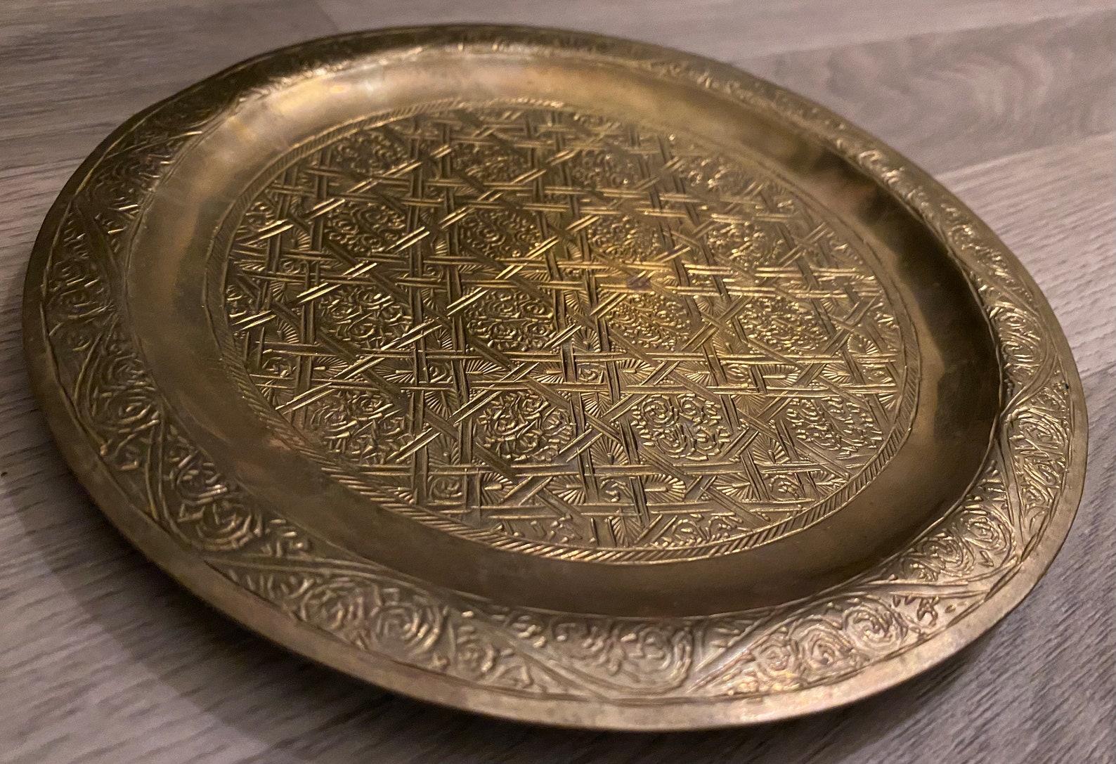 Vintage Islamic Middle East Hand Chased Brass Tray Platter - Etsy