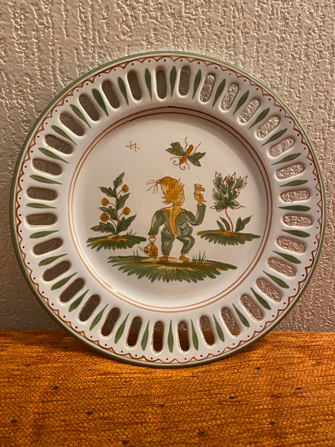 Elegant French Moustiers Faience Ceramic Openwork Plate - Hand-painted ...