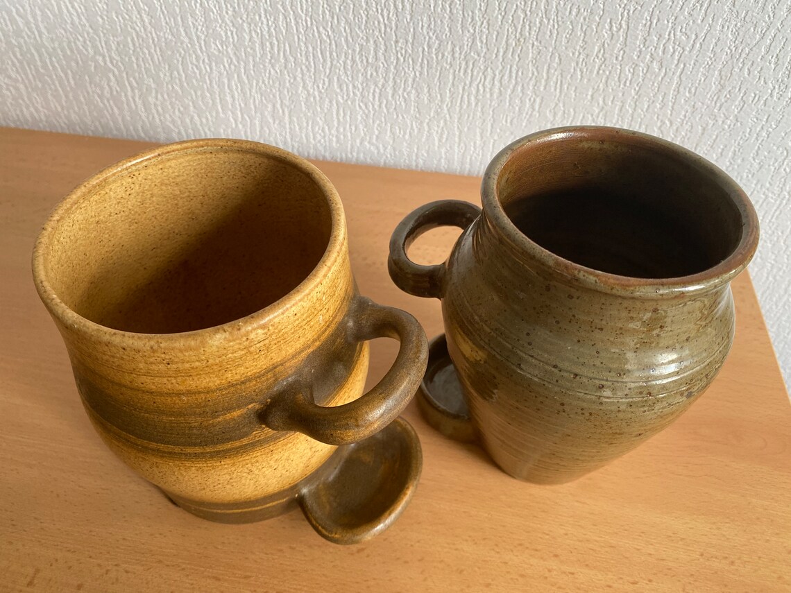 2 Antique French Longchamp Terracotta Pottery Jars/pitchers - One ...