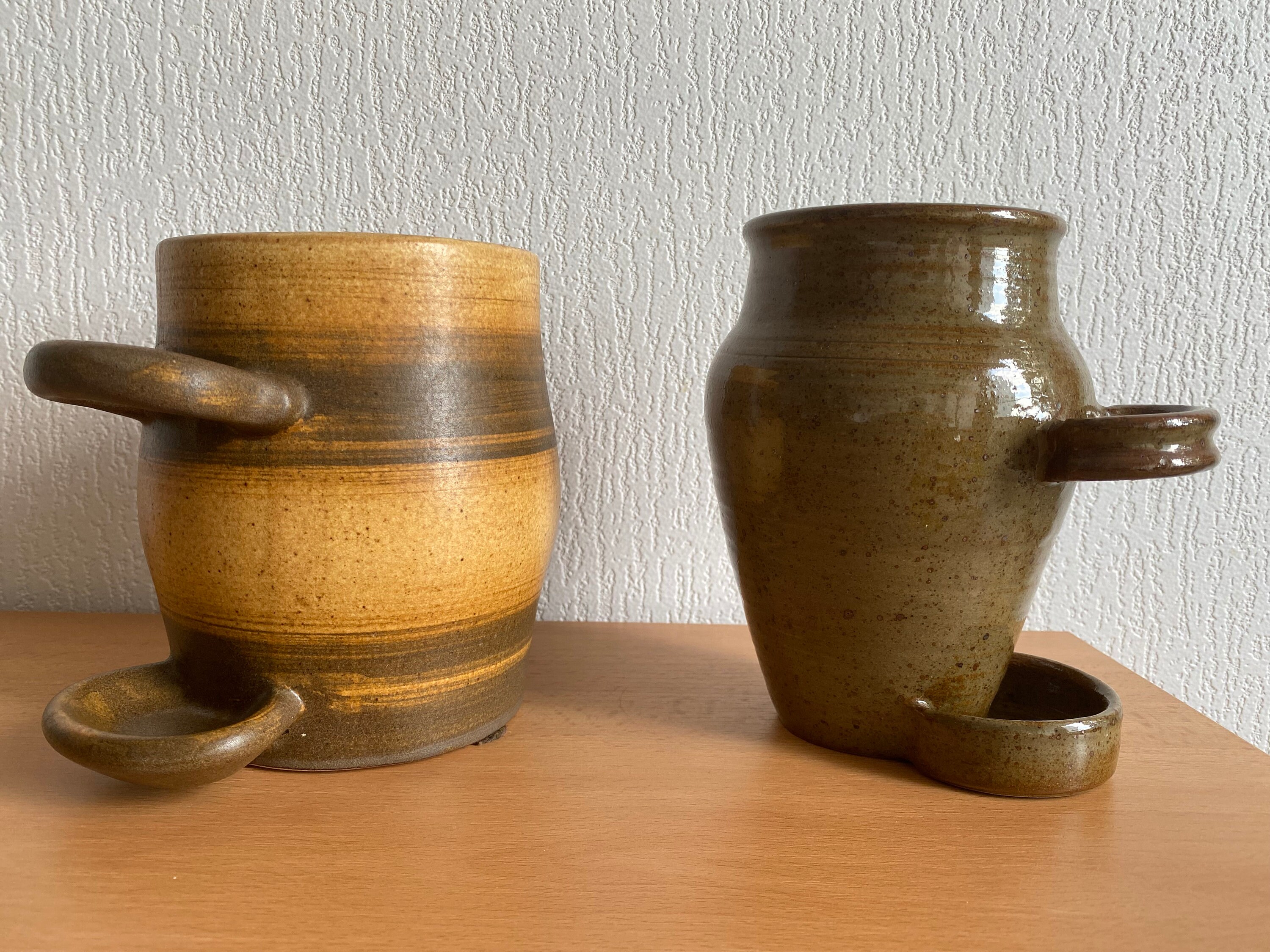 2 Antique French Longchamp Terracotta Pottery Jars/pitchers - One ...