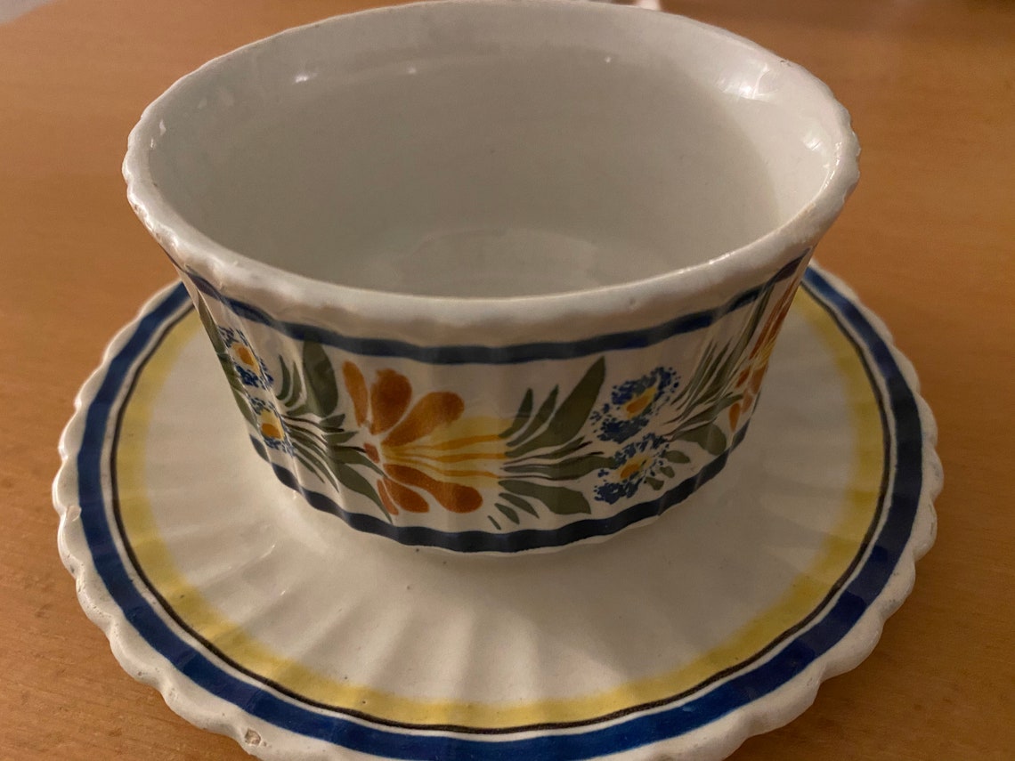 French Faience HENRIOT QUIMPER Butter Bowl Dish With Attached - Etsy