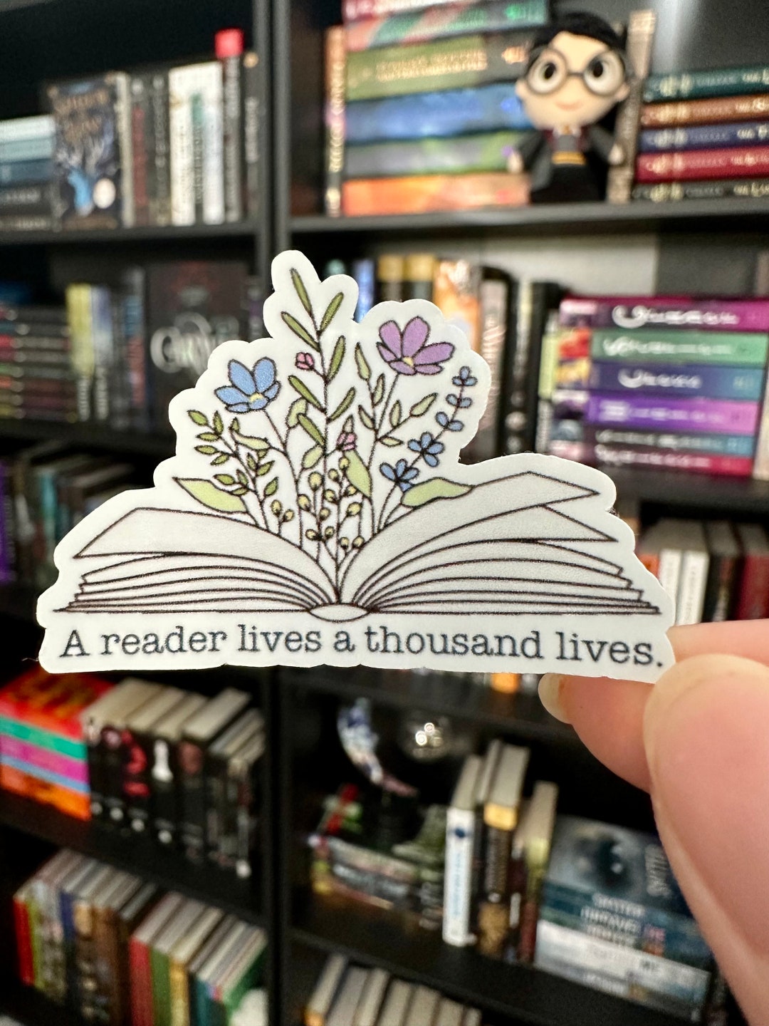 A Reader Lives a Thousand Lives, Stickers for Kindle/laptop, Book Lover ...
