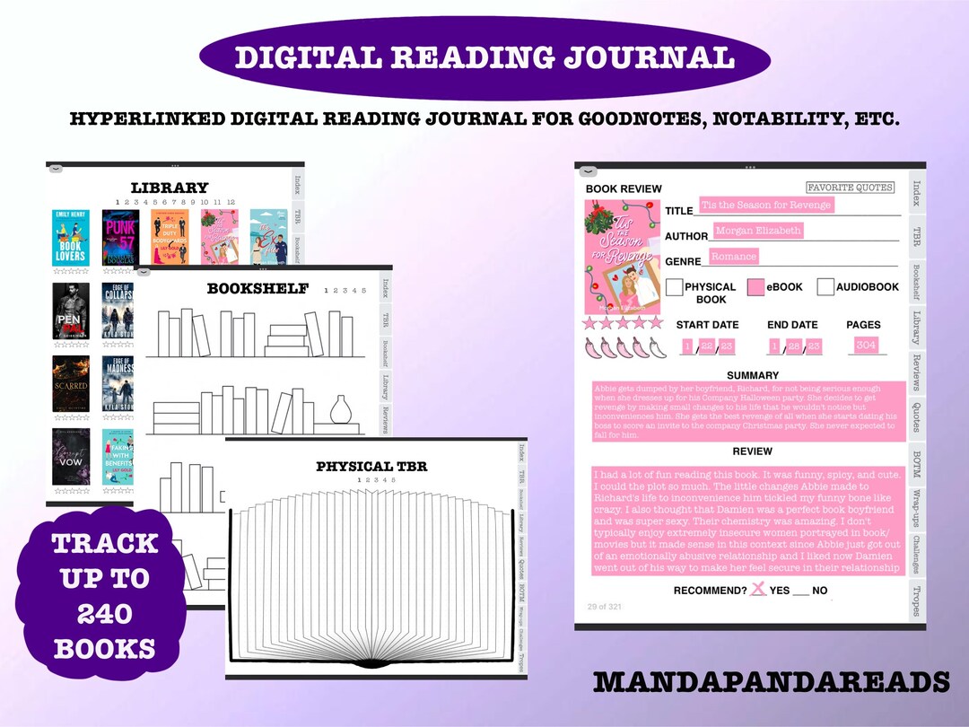 Digital Reading Planner, Digital Reading Journal, Reading iPad Planner ...