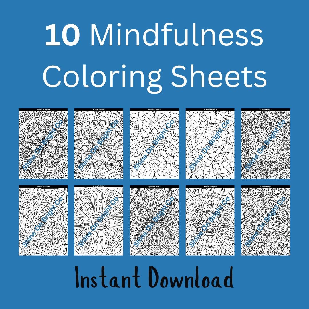 Mindfulness Coloring Sheets (downloadable) - Etsy