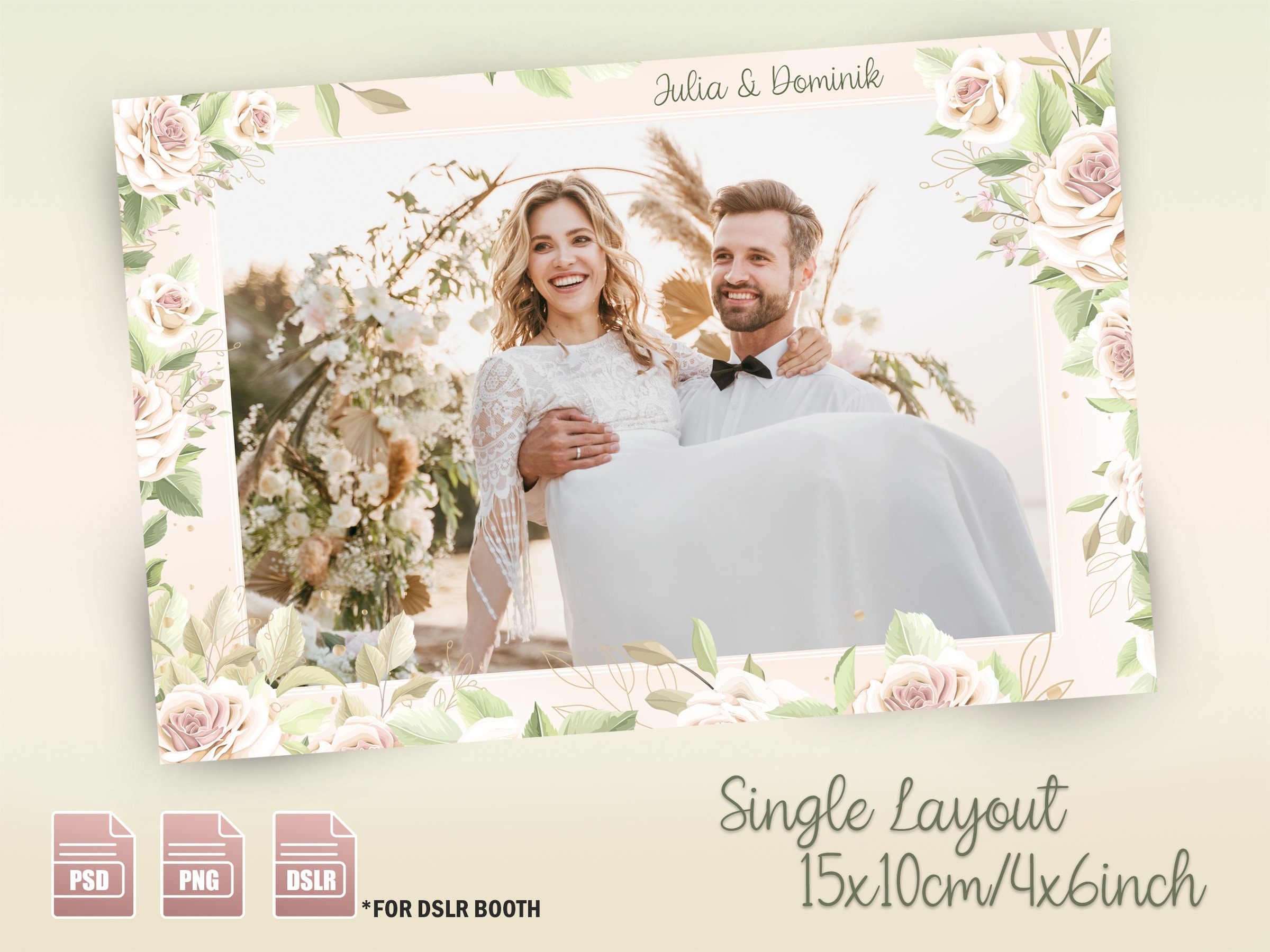Wedding Photo Booth Template, Wedding Photo Booth Template single, 4x6 ...