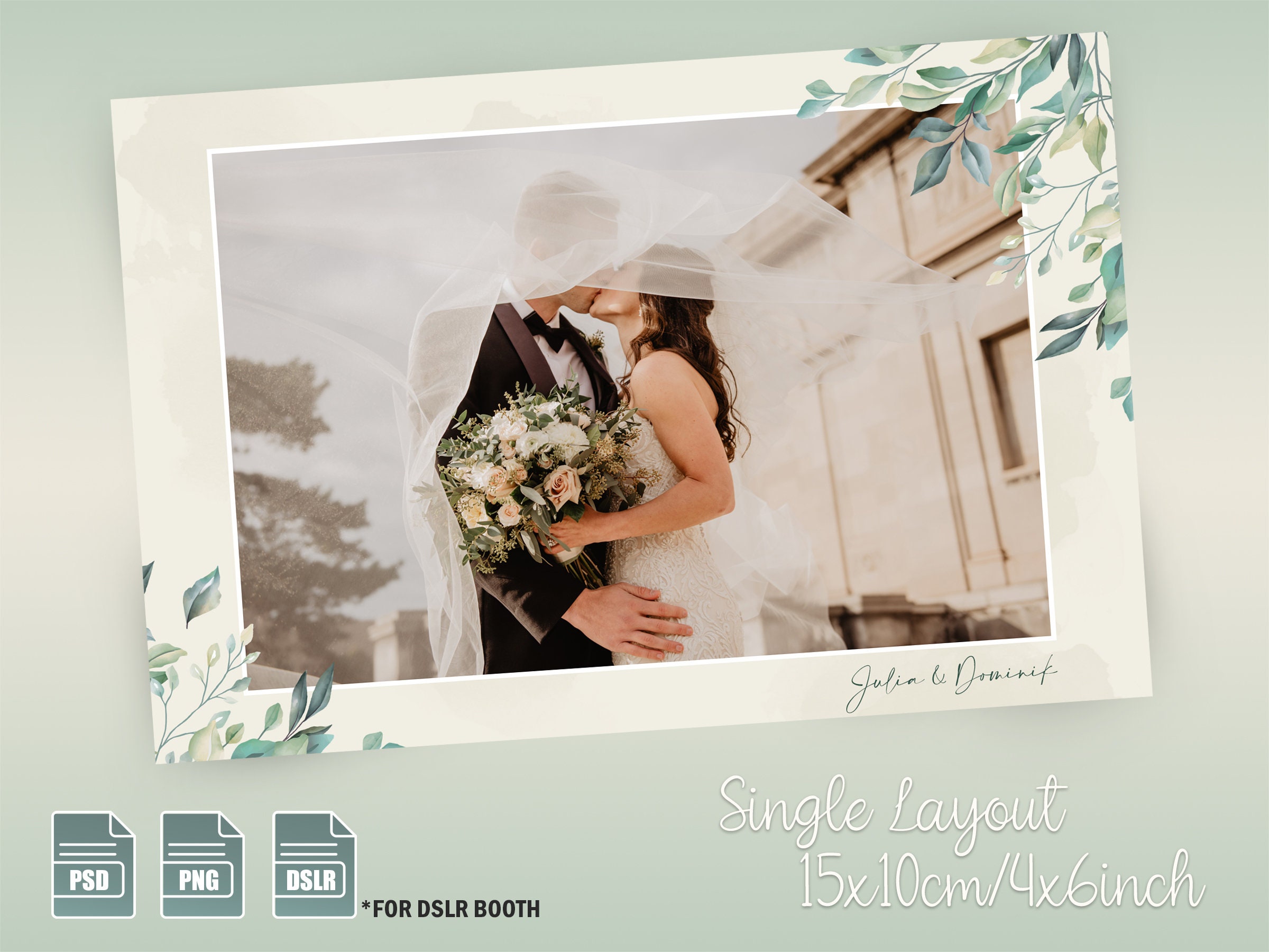 Wedding Photo Booth Template (single), (4x6/10x15), Personalized ...