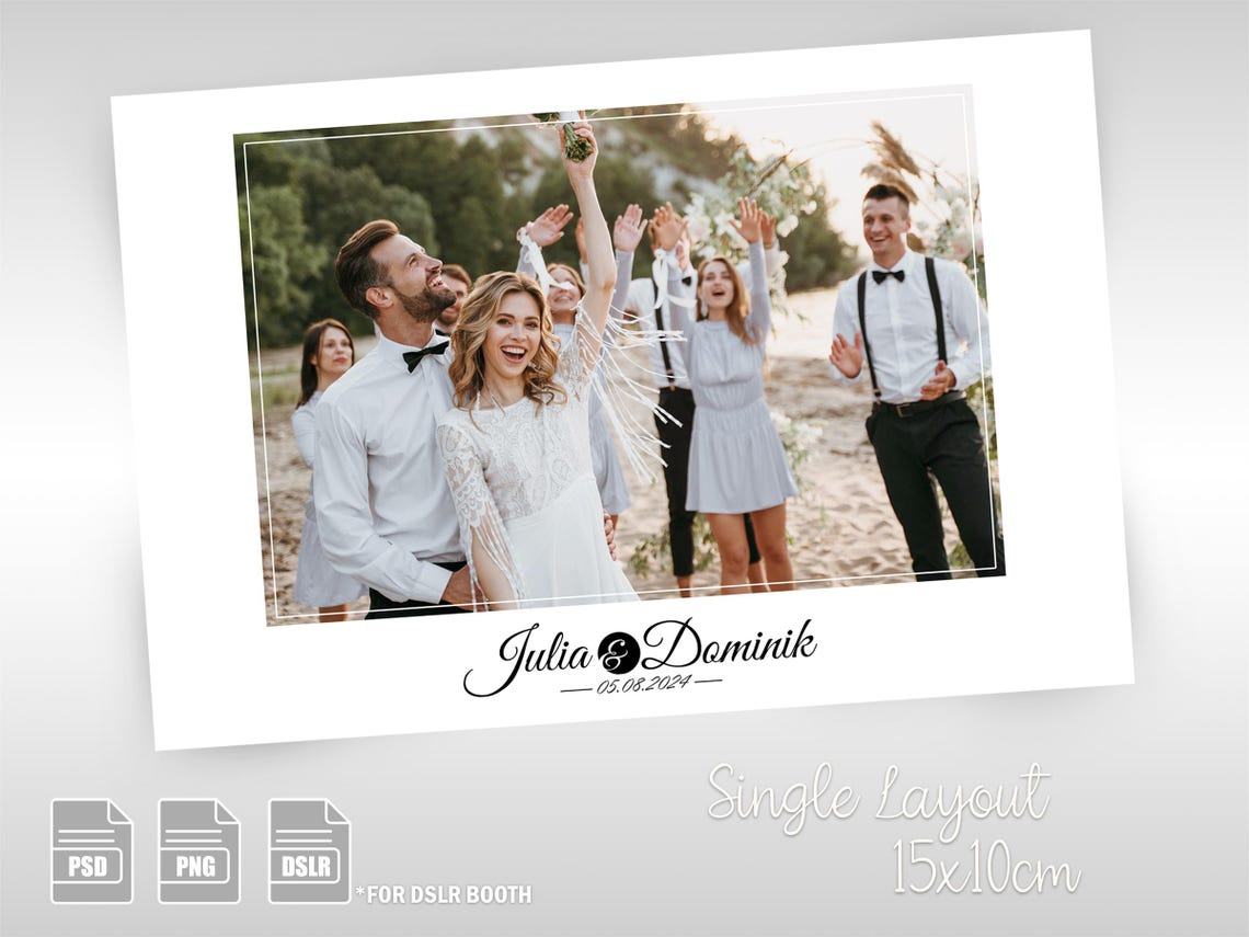 Wedding Photo Booth Template (single), (4x6/10x15) Personalized ...