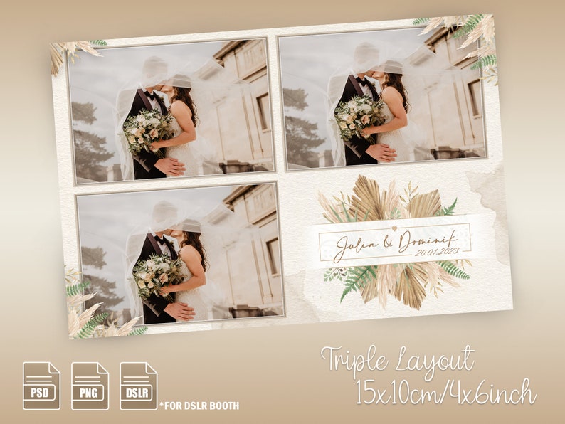 Wedding Photo Booth Template, Package 4x6/10x15, Personalized bohoo ...