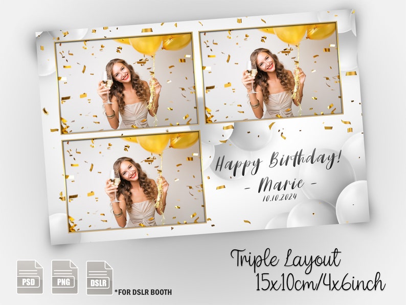 Party Photo Booth Template, Party Photo Booth Template, 3 Layouts, 4x6 ...