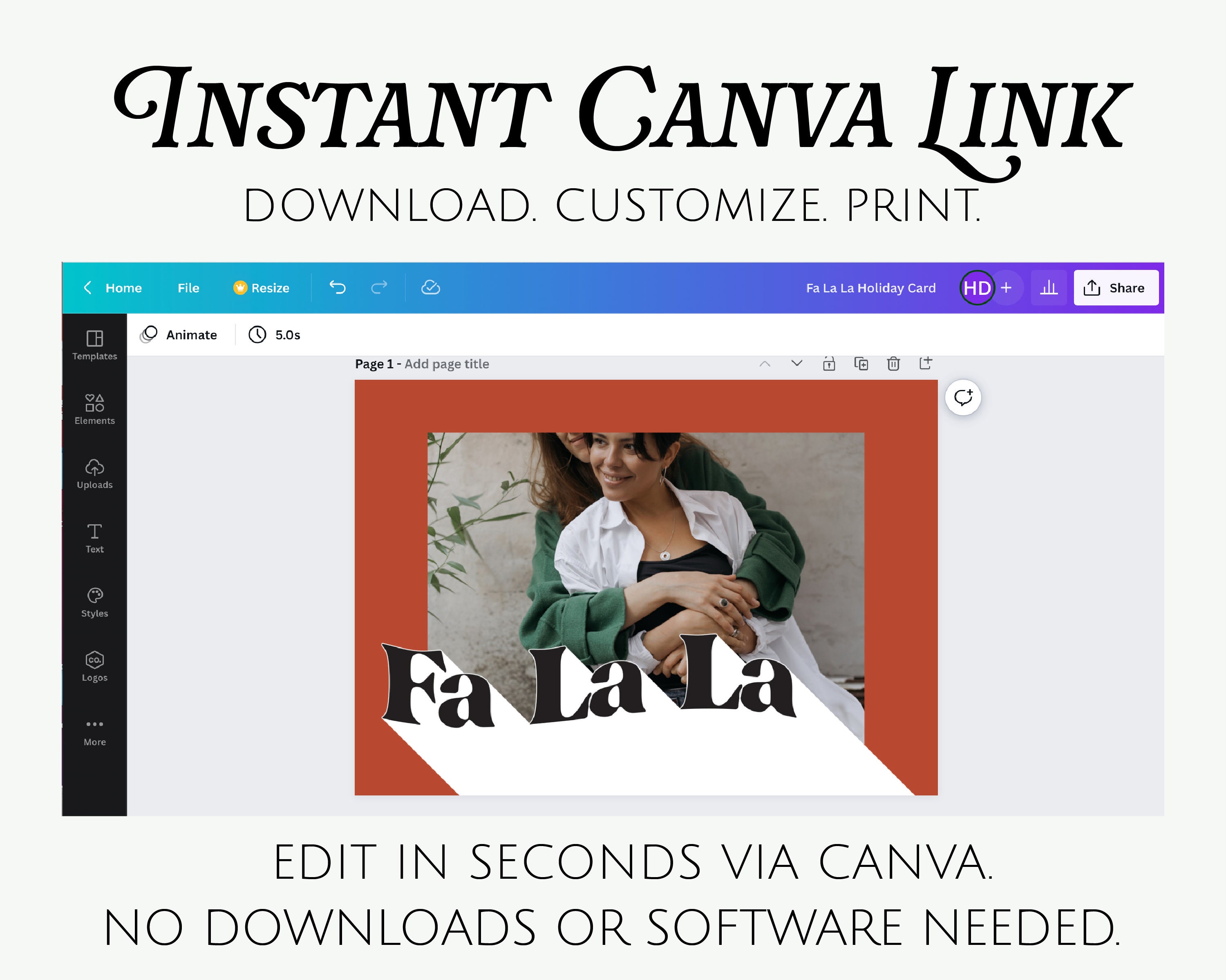 Retro Photo Card Template Customizable Retro Holiday Card Customize ...