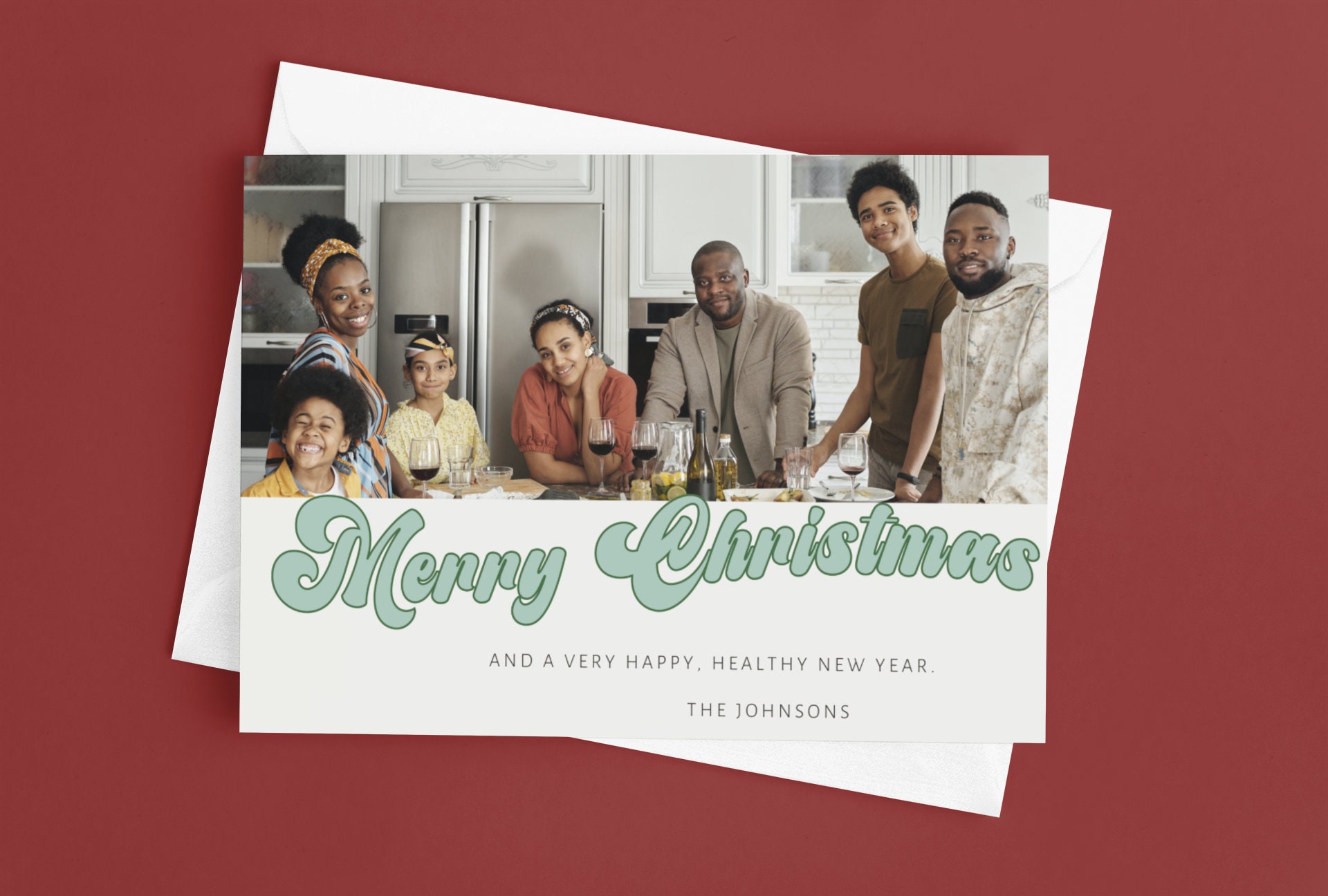 Retro Photo Card Template Retro Christmas Template Customizable Retro ...