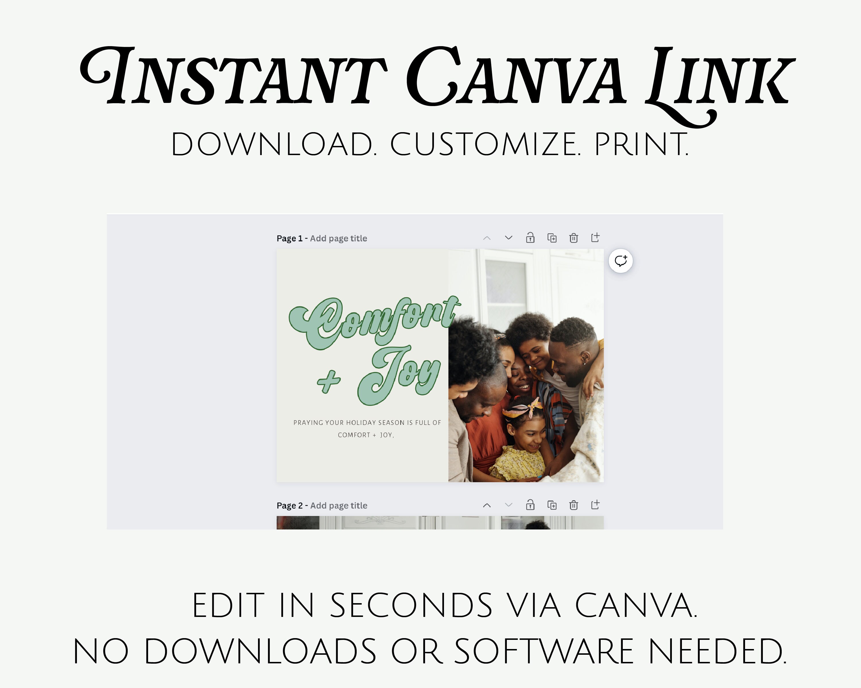 Retro Photo Card Template Retro Christmas Template Customizable Retro ...