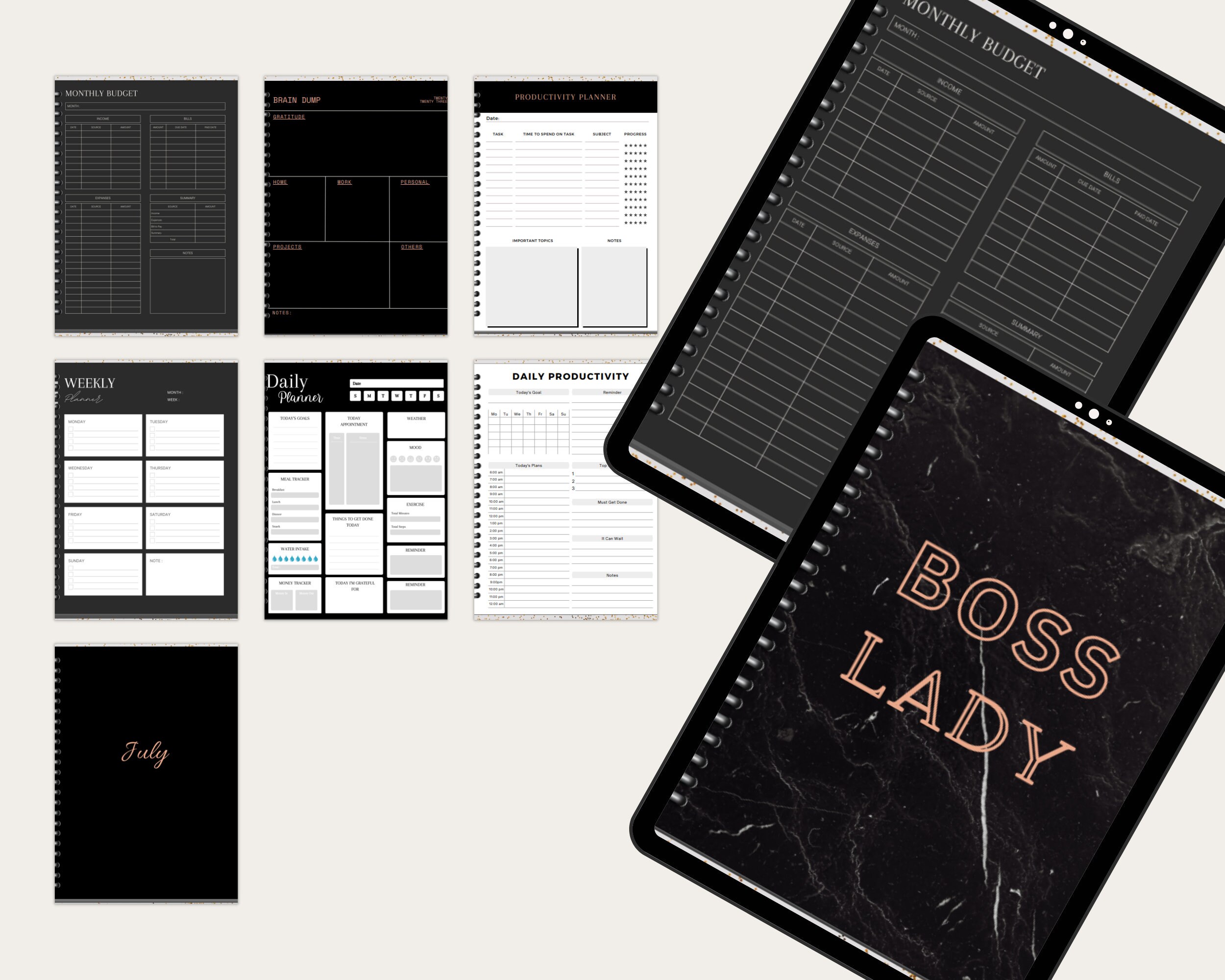 Boss Lady Digital Planner With Hyperlinks, Yearly Goals, Monthly Budget ...
