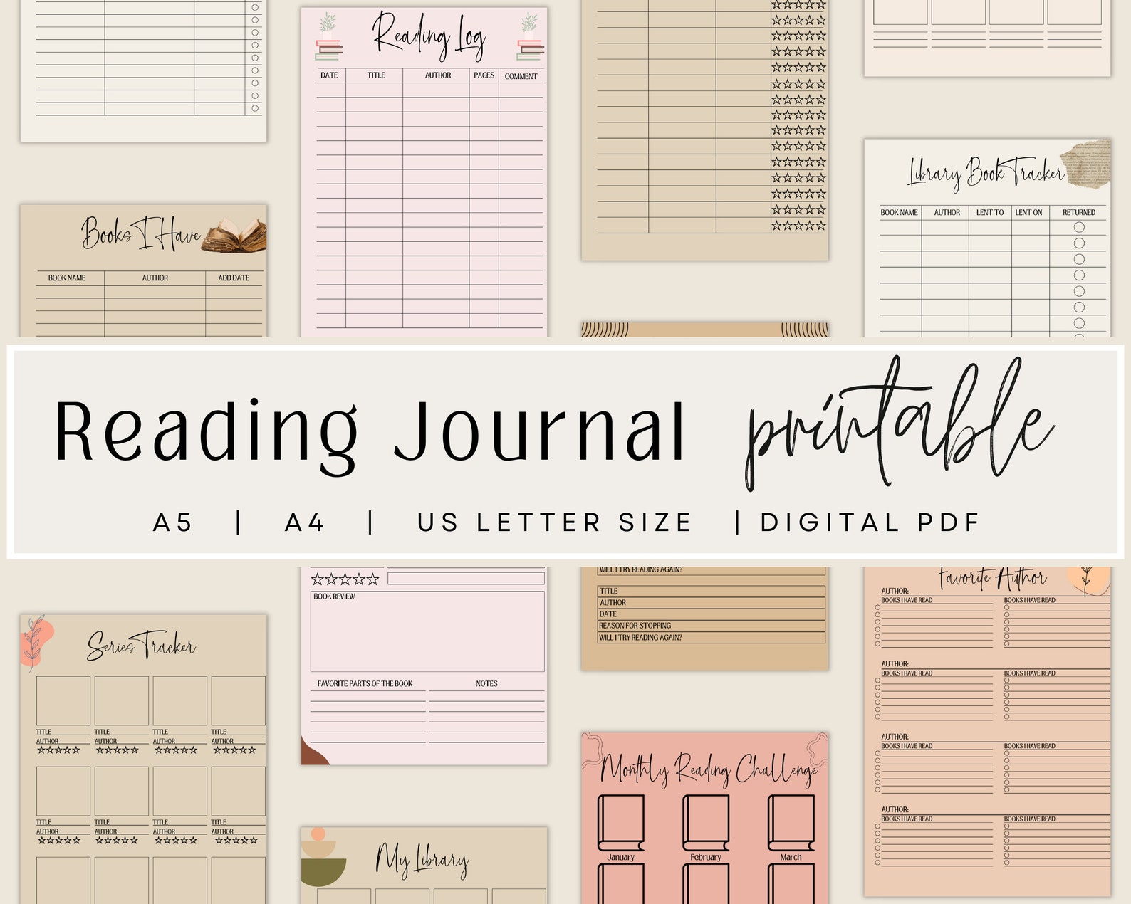 Reading Journal, Reading Tracker, Reading Log, Reading Planner, Reading ...