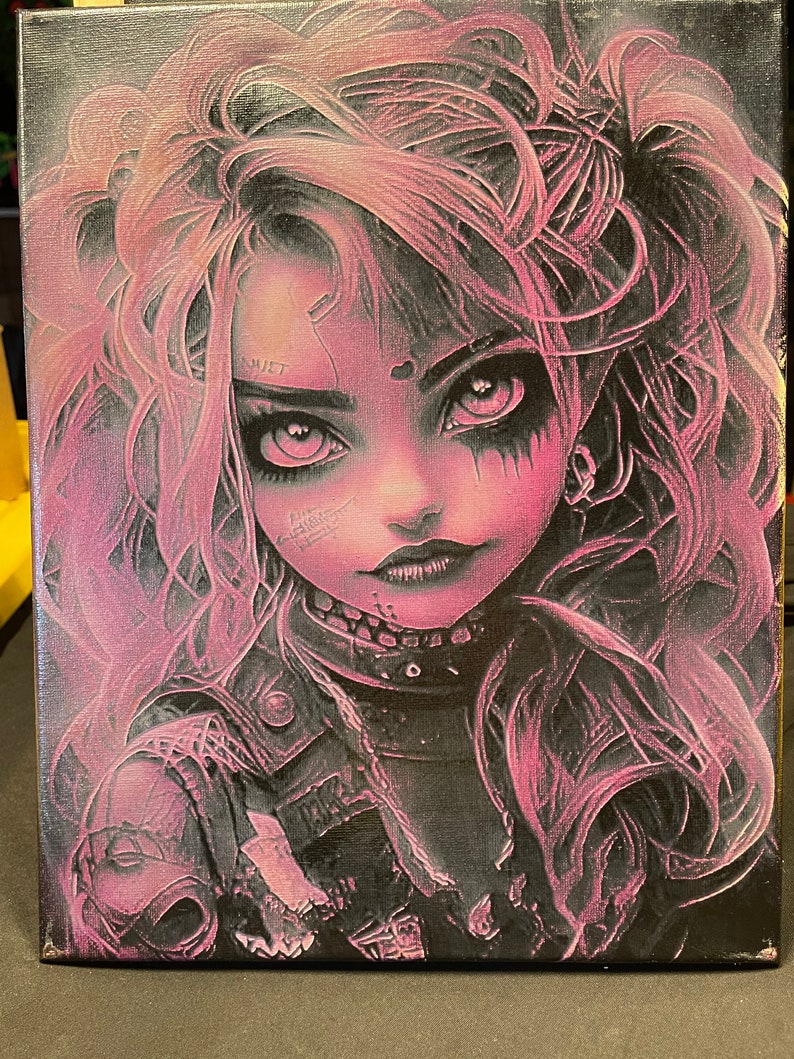 Laser Engraved Punk Goth Girl Painting - Etsy