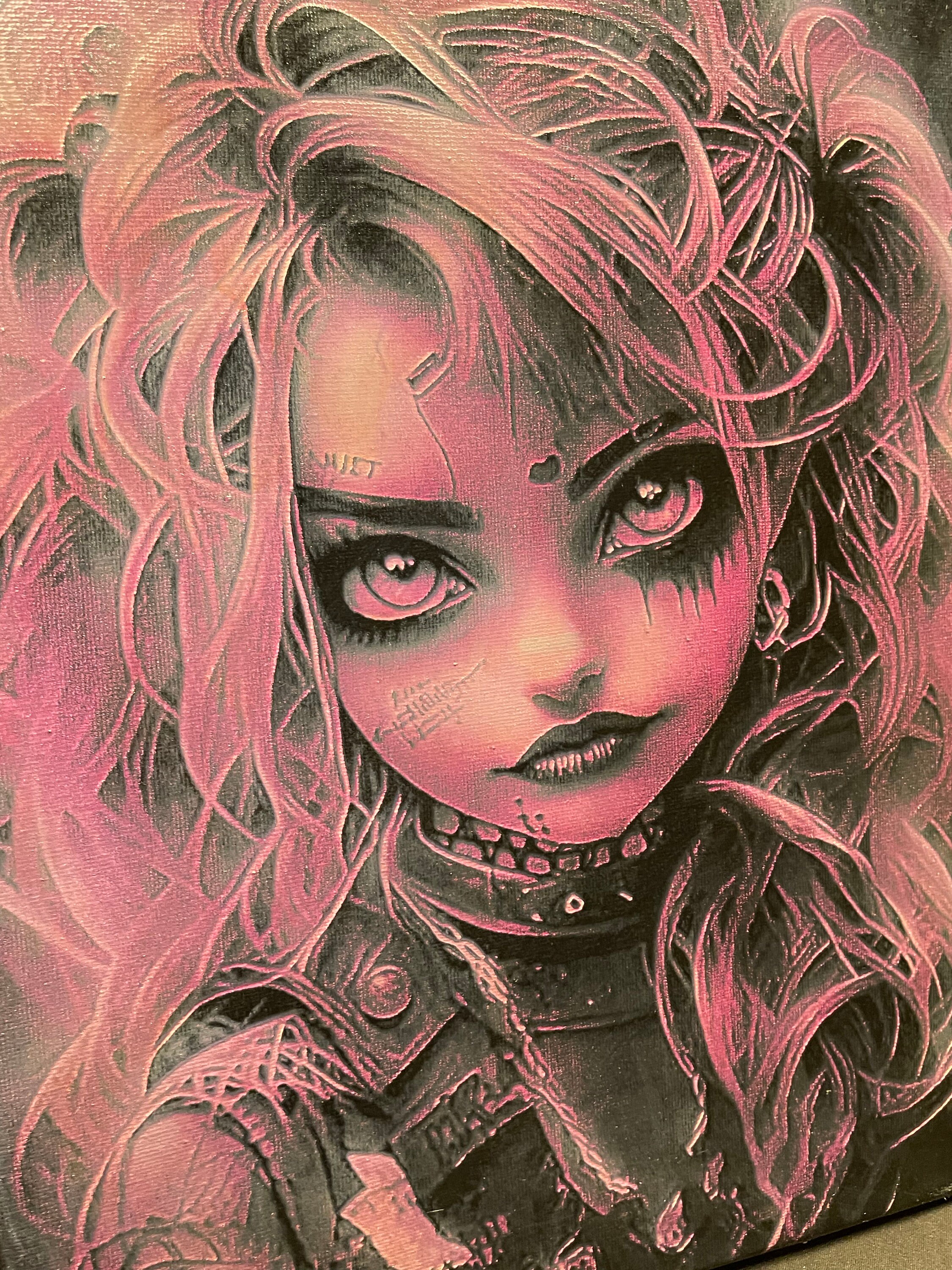 Laser Engraved Punk Goth Girl Painting - Etsy