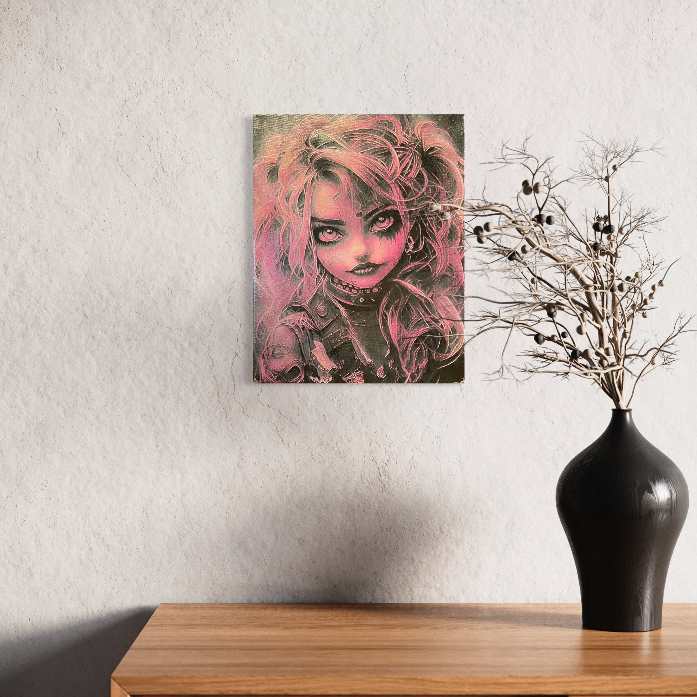 Laser Engraved Punk Goth Girl Painting - Etsy