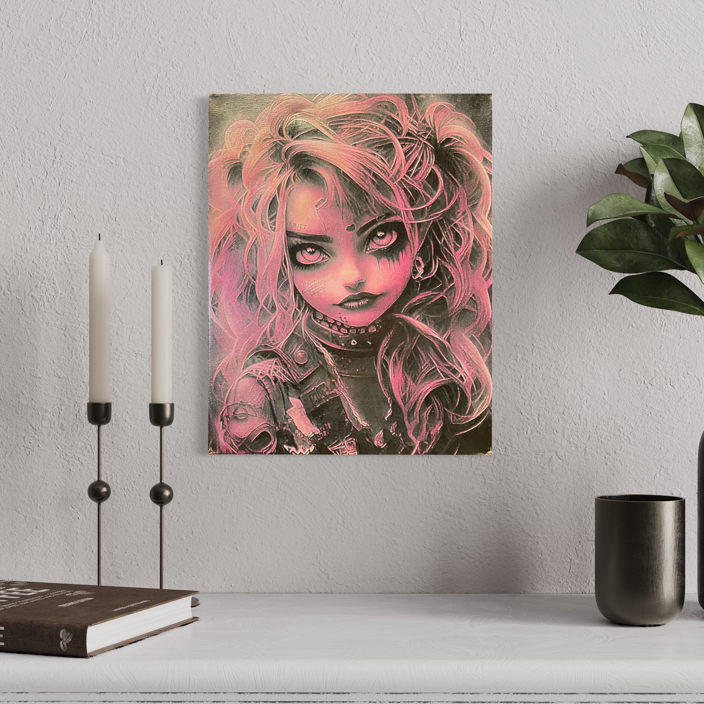 Laser Engraved Punk Goth Girl Painting - Etsy