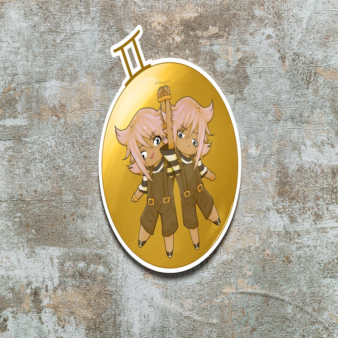 Gemini Zodiac Sticker for Friend, Chibi Twins Sticker for Journaling ...