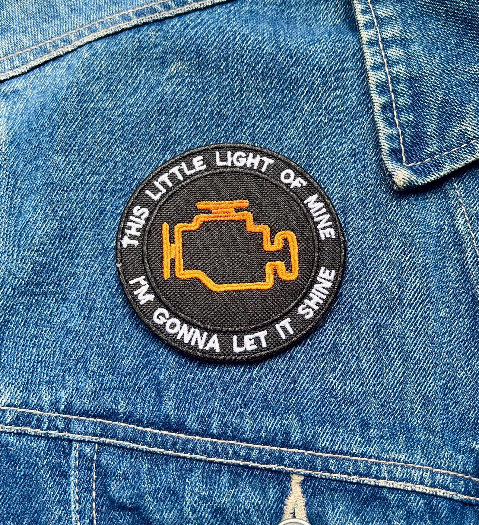 Engine Light Embroidered Patch: Iron On/hook and Loop - Etsy