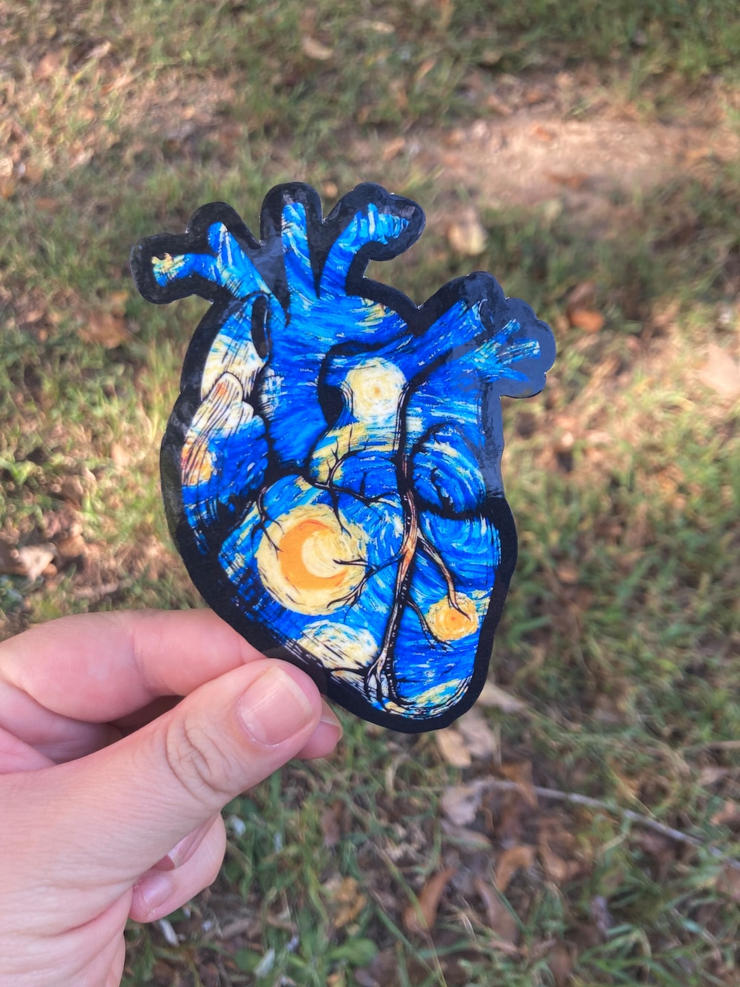 Starry Night Heart Sticker - Etsy