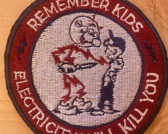 Remember Kids Electricity Will Kill You 2x3 Morale Patch With Hook and ...