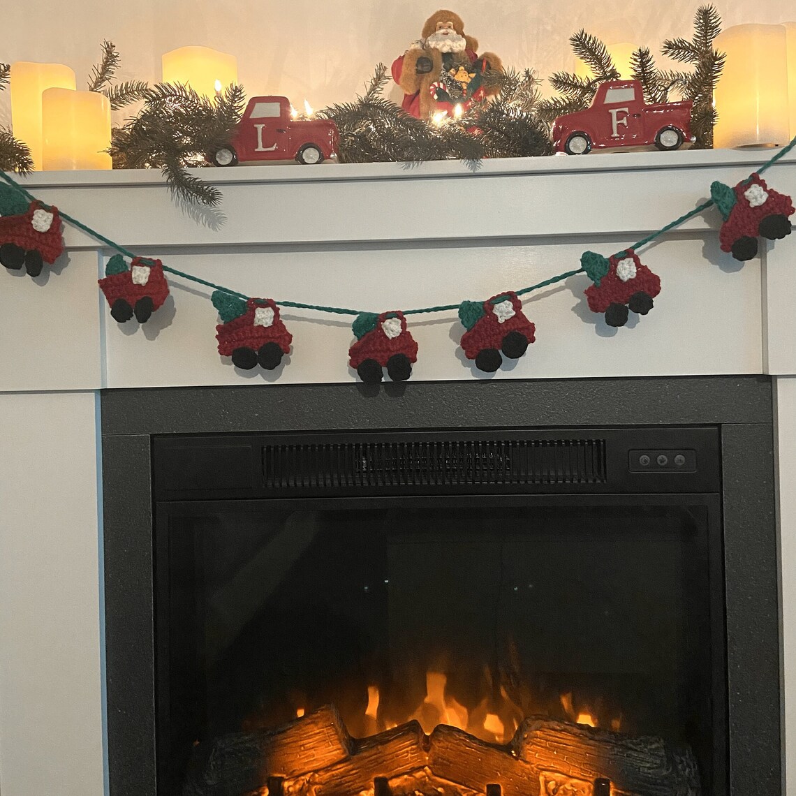 Red Truck Garland, Crochet Red Truck Garland , Christmas Garland ...