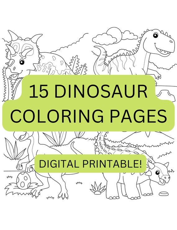 15 Printable Dinosaur Coloring Pages for Kids to Color Digital - Etsy