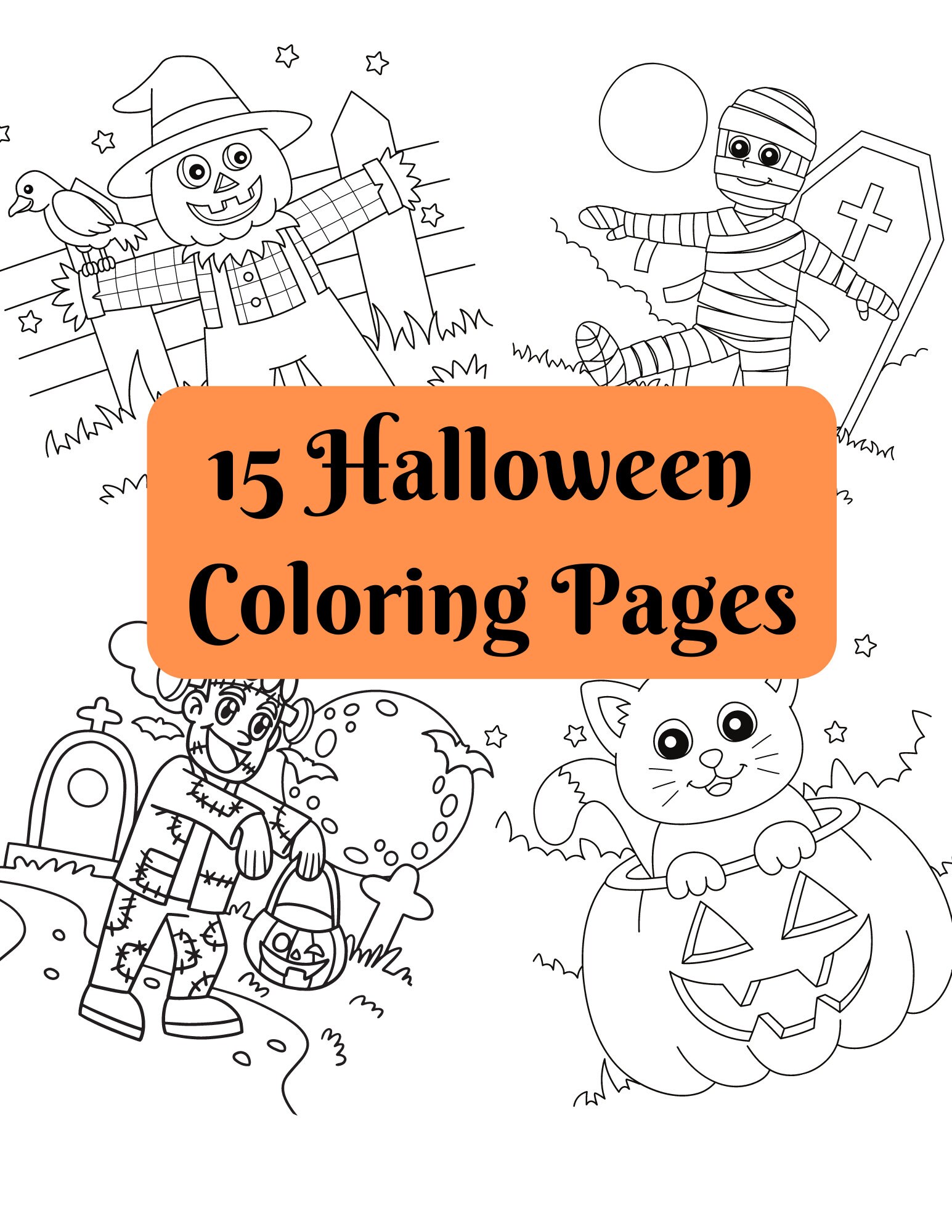 15 Printable Halloween Coloring Pages for Kids to Color Digital ...