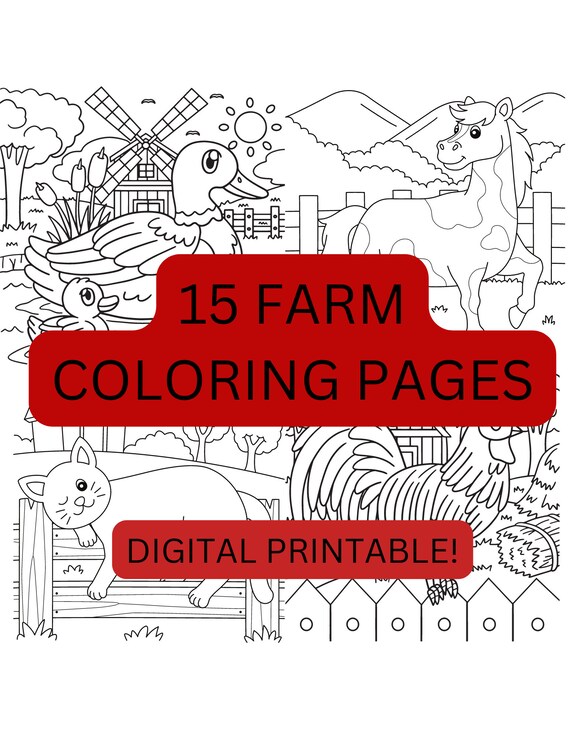 15 Farm Animals Coloring Pages for Kids Digital Download - Etsy