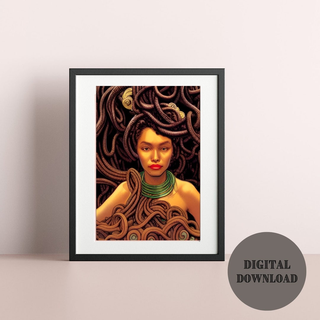 Black Woman, Medusa, Black Medusa, African Woman, Wall Art, Printable ...