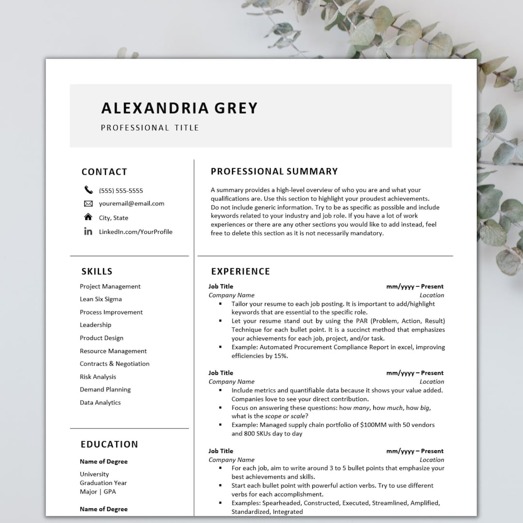 Resume Template AST Friendly, Resume Template for Students, Resume ...