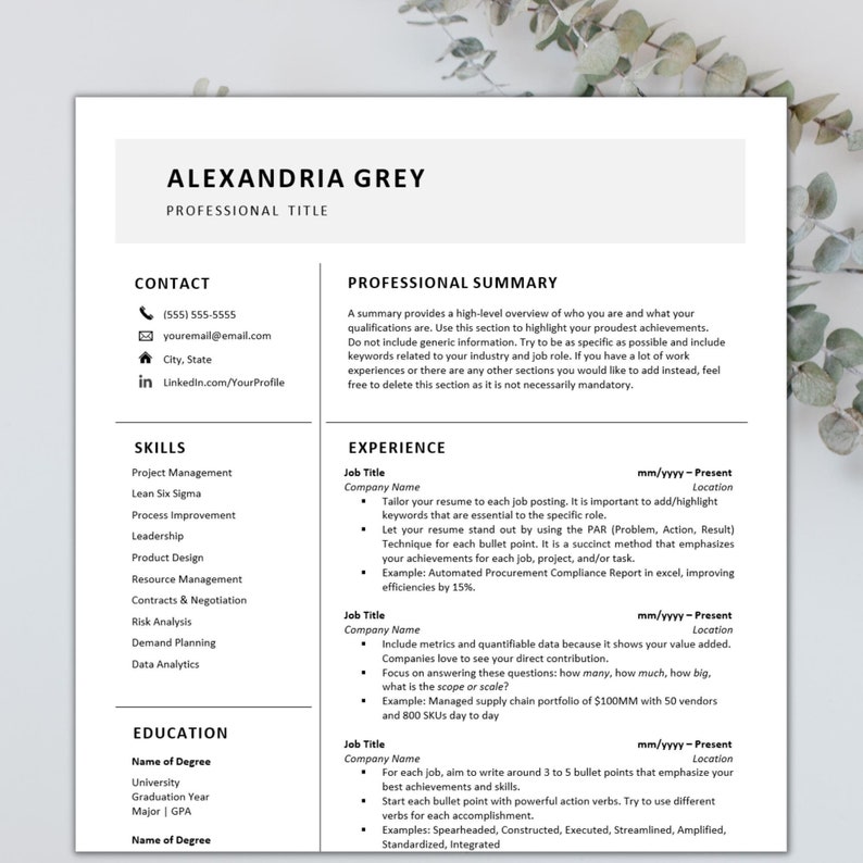 Resume Template AST Friendly, Resume Template for Students, Resume ...