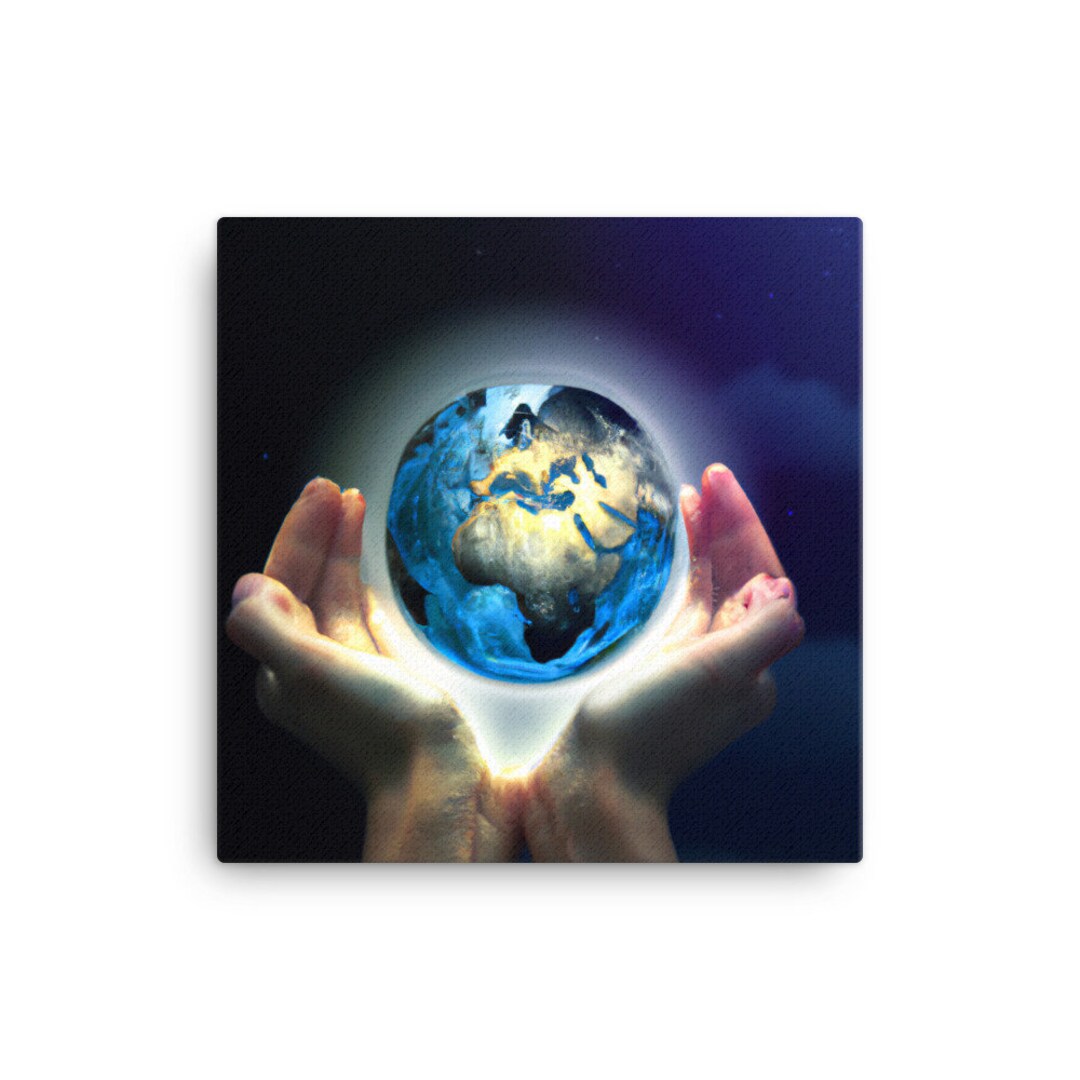 Canvas Print of Hands Holding the World Inspirational Wall Art - Etsy