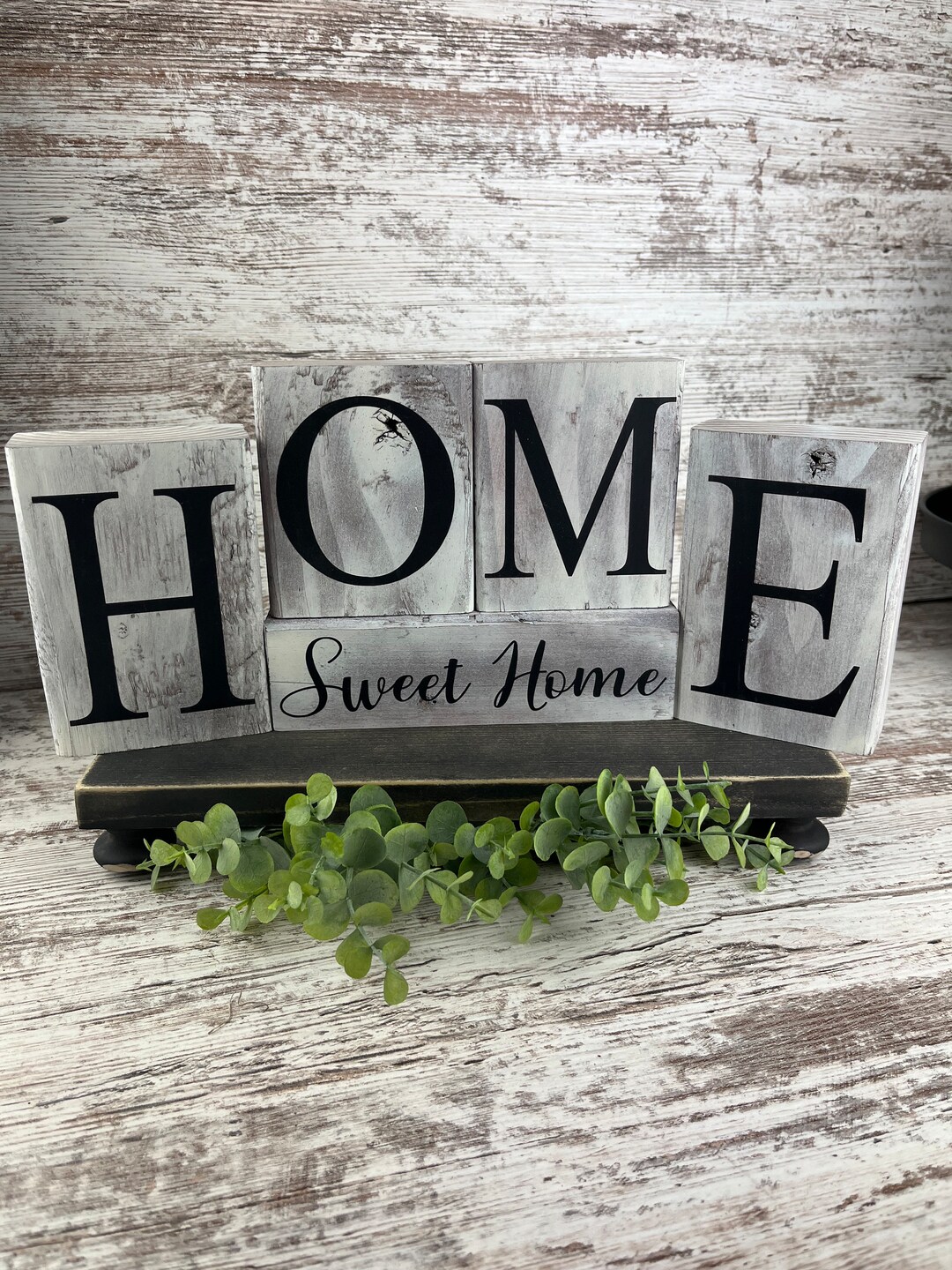 Home Sweet Home Wooden Letter Block Set, Farmhouse Blocks, Shelf Sitter ...