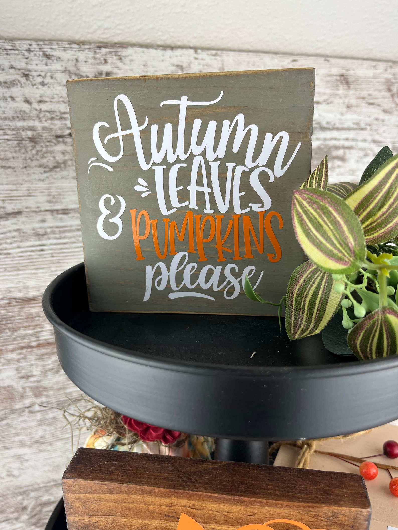 Fall Tiered Tray Signs, Small Wood Signs, Pumpkin Fall Decor, Shelf ...