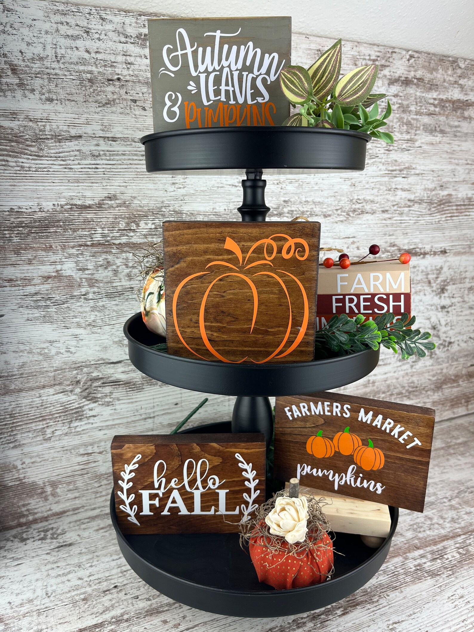 Fall Tiered Tray Signs, Small Wood Signs, Pumpkin Fall Decor, Shelf ...