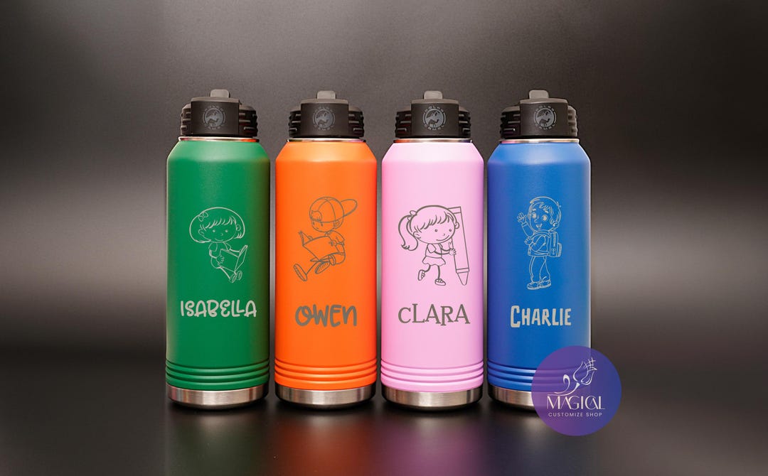 Personalized Kids Water Bottle, Back to School Gift, Custom Name Water ...