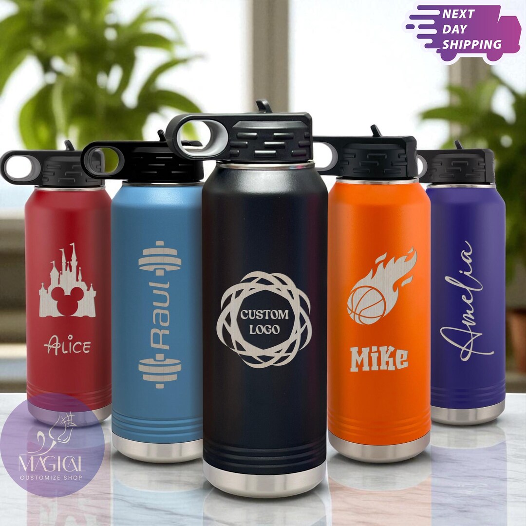 Custom Laser Engraved Water Bottle: Personalized Logo, Insulated ...
