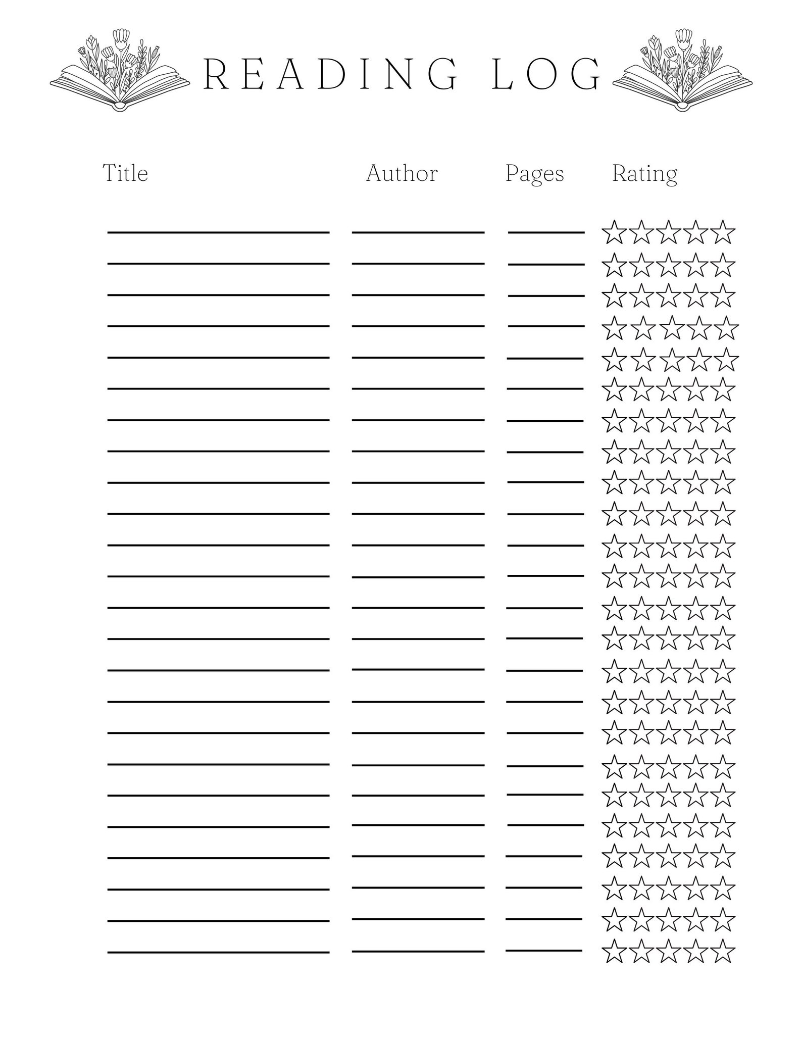 Reading Log, Cute Reading Log, Aesthetic Reading Log, Printable Reading ...