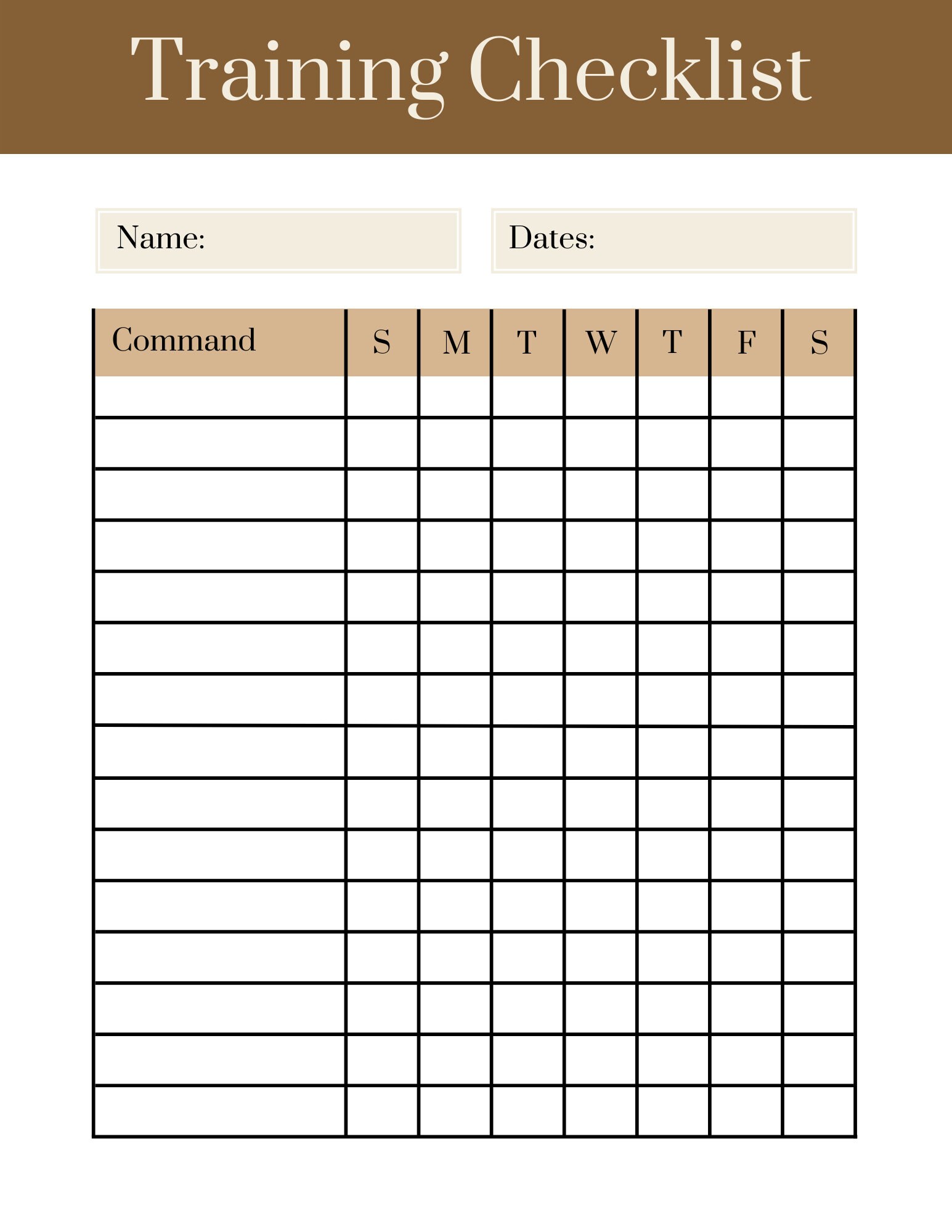 Puppy Training Checklist, Puppy Training Checklist Printable, Dog ...